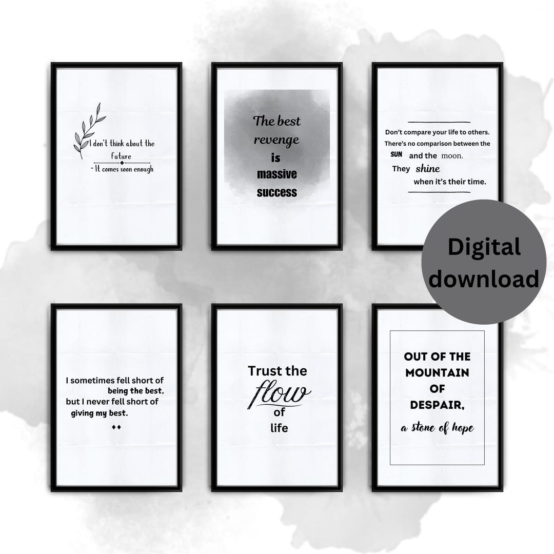 Motivational Quote Printable Posters, Printable Wall Art, Set of 6 ...