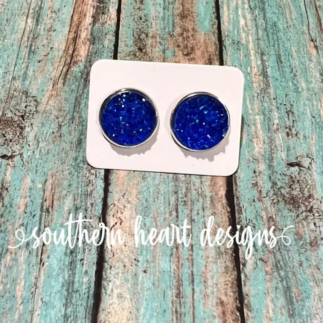 Royal Blue Stud Earrings - Etsy
