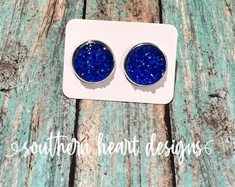 Blue Stud Earrings, Royal Blue Earrings Studs, Minimalistic Stud ...