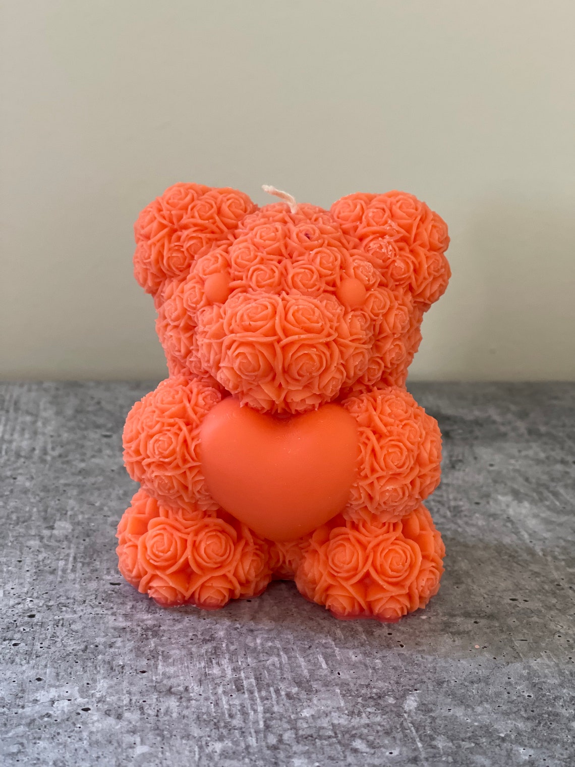 Rose Bear Candle, Teddy With Heart Shaped Candle, Handmade Valentines ...