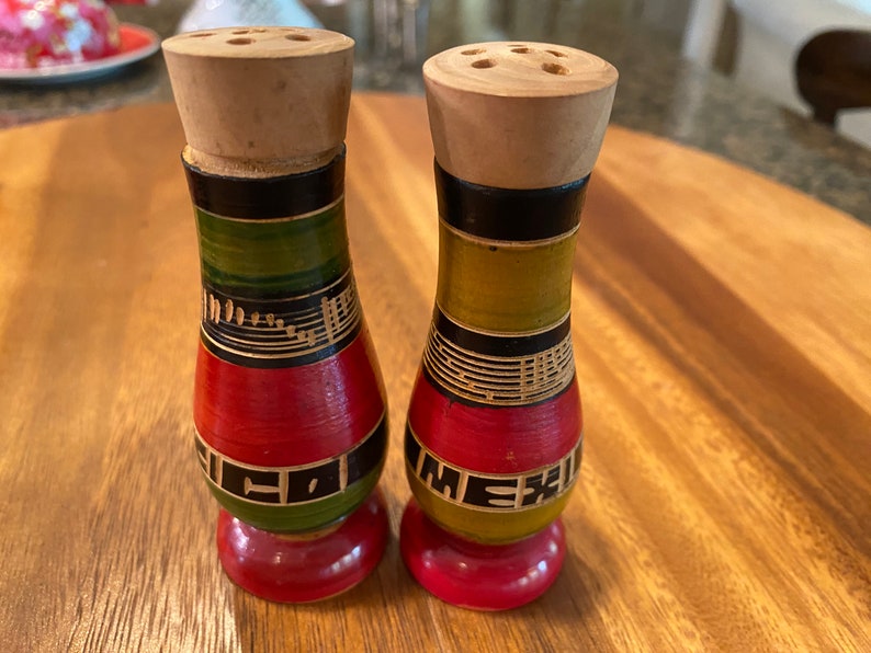 Vintage Wooden Mexico Salt and Pepper Shaker - Etsy