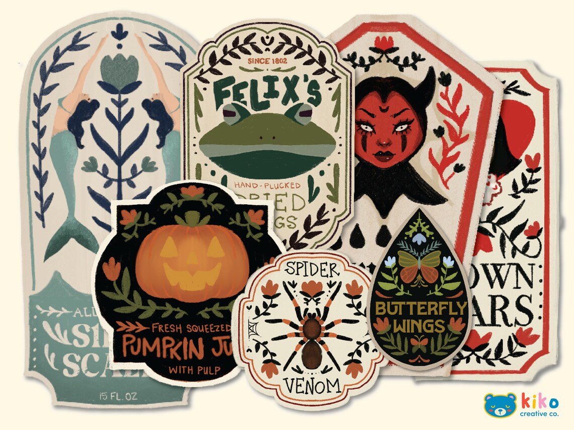 Halloween Potion Labels Painted Illustrated Clipart - Etsy