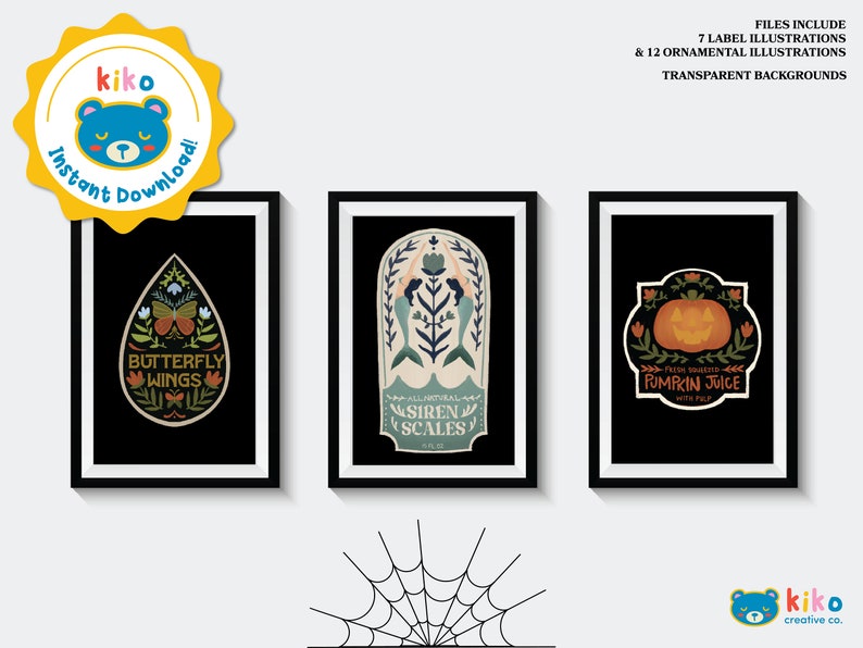 Halloween Potion Labels Painted Illustrated Clipart - Etsy