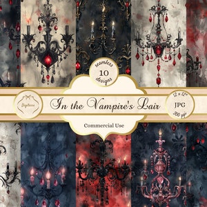 Vampire Seamless Pattern Set, Printable Gothic Junk Journal Paper JPG ...