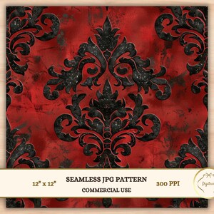 Crimson Velvet Damask Wallpaper, Gothic Seamless Pattern (JPG) - Etsy