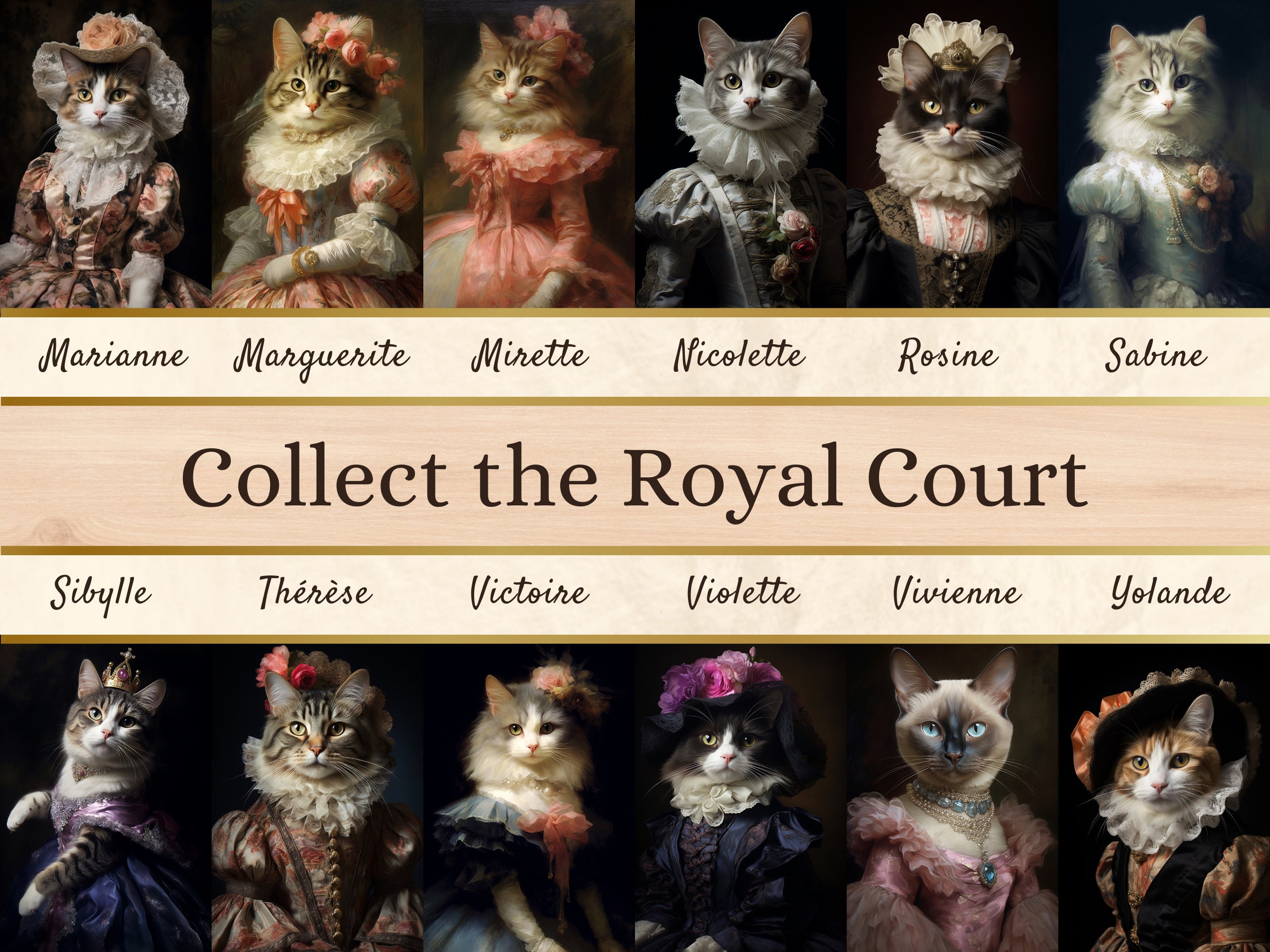 Gray Tabby Cat Art, Princess Cat Rococo Poster, Tabby Cat Gift, Animal ...