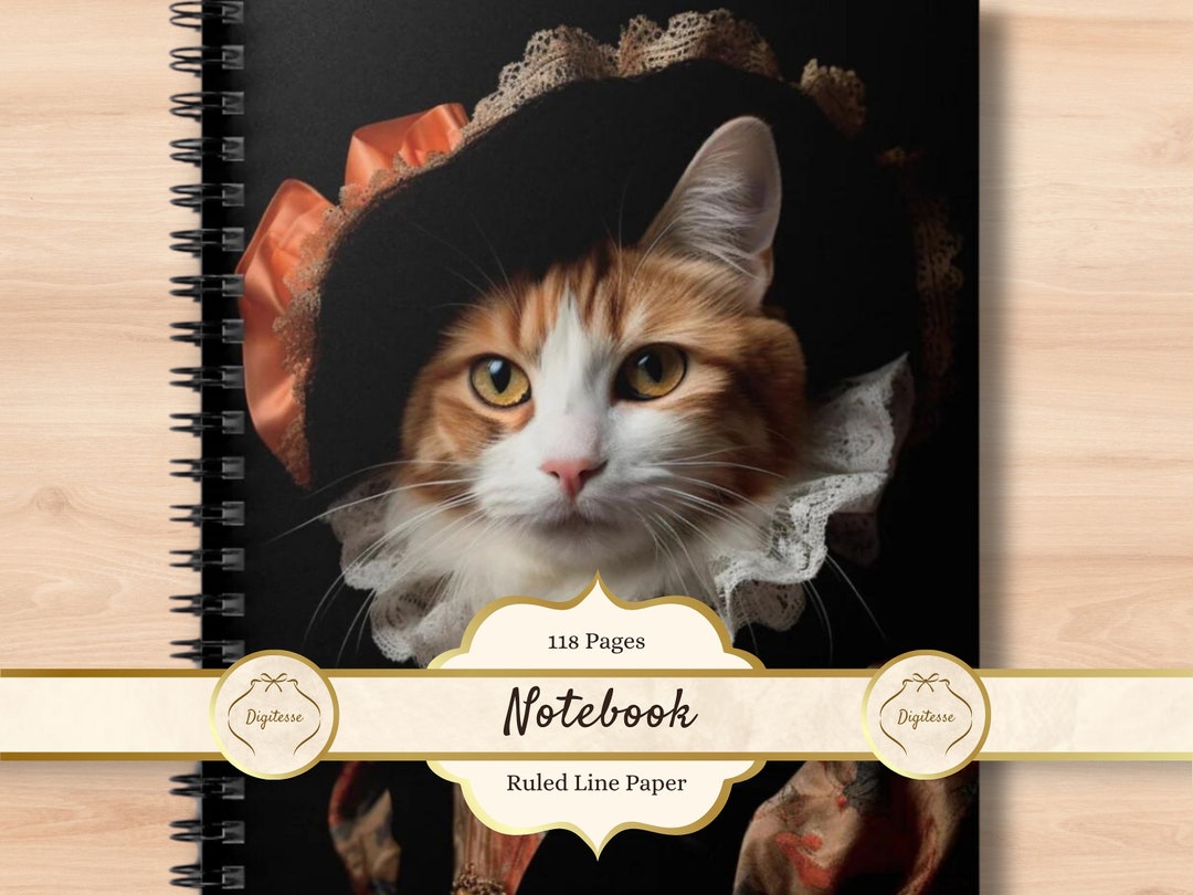 Orange Cat Notebook, Orange Cat Art, Back to School Ginger Tabby Cat ...