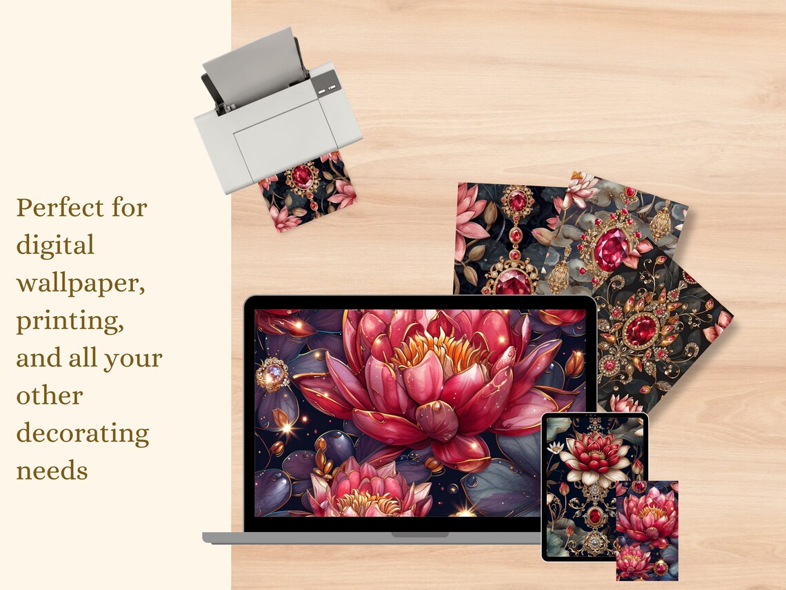 July Birthday Digital Paper, Birthstone Seamless Pattern for Scrapbook ...