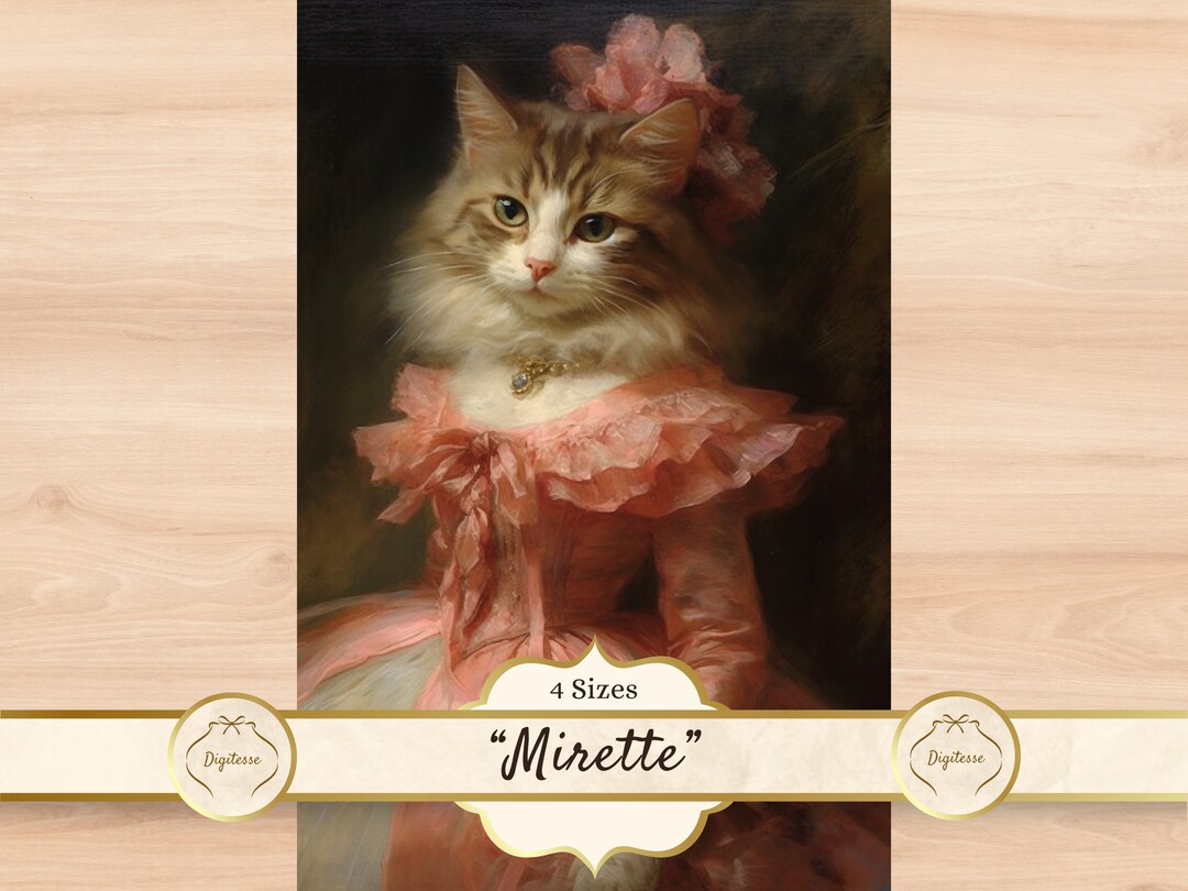 Orange Cat Painting Rococo Art Print Longhaired Cat Orange - Etsy