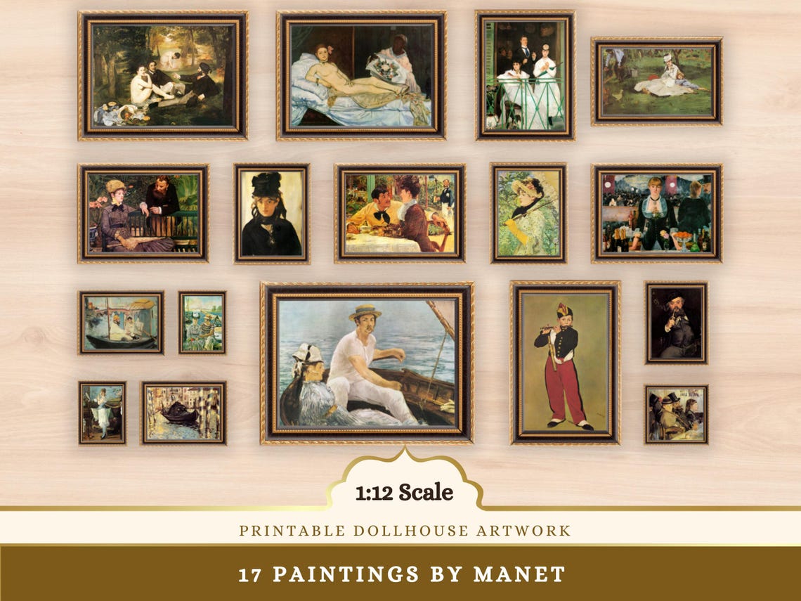 Printable Dollhouse Art, Manet Miniature Gallery Wall, Famous Paintings ...