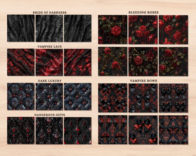 Vampire Aesthetic Seamless Pattern Bundle, Gothic Halloween Junk ...