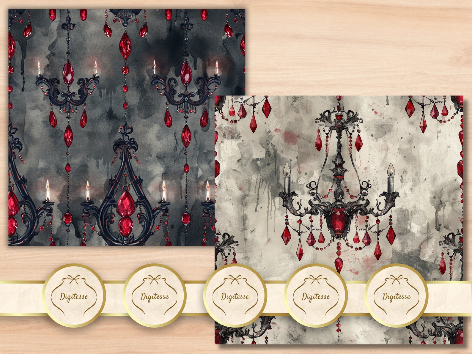 Vampire Seamless Pattern Set, Printable Gothic Junk Journal Paper JPG ...