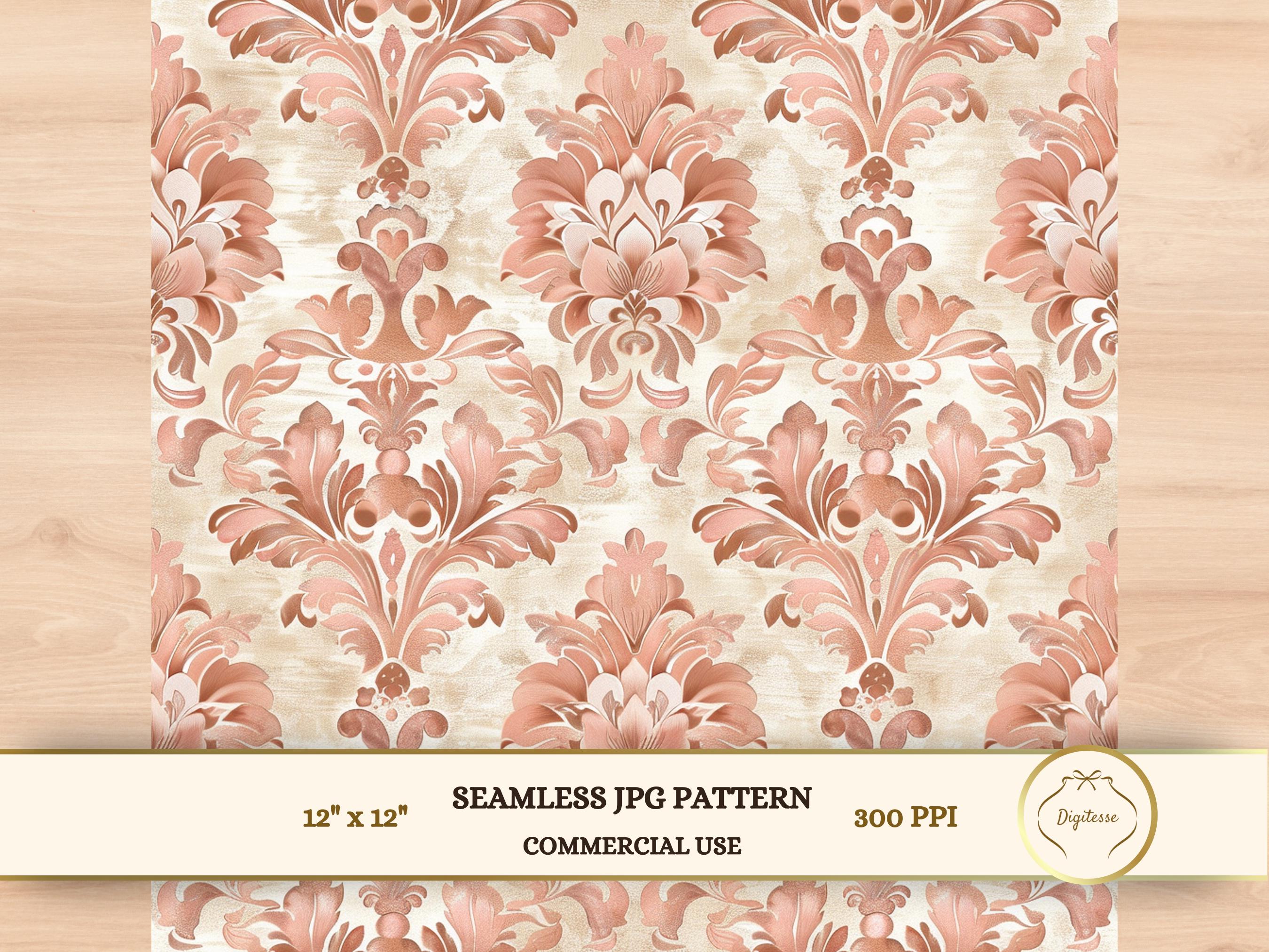 Peach Damask Patterns, Rococo Brocade Texture (JPG Digital Download) - Etsy