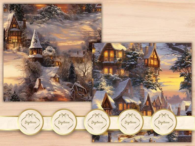 Aesthetic Winter Village Printable Christmas Scrapbook Paper, Gothic ...