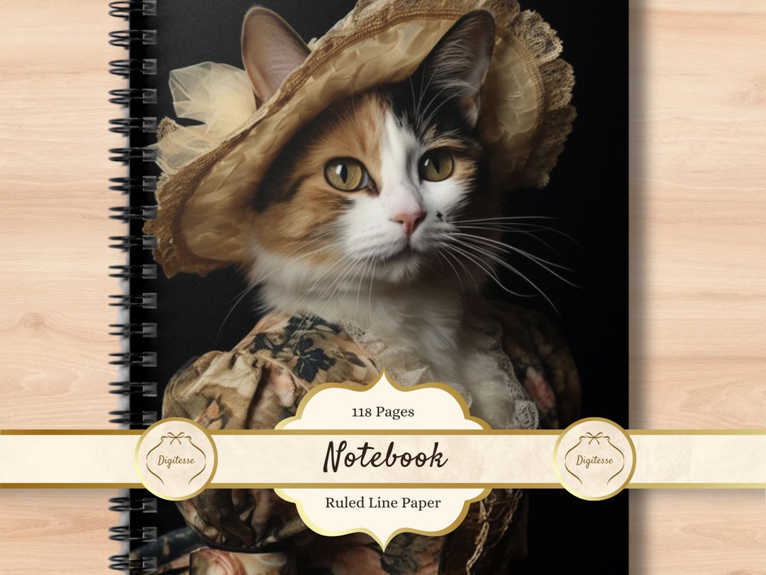Victorian Cat Art Notebook, Costumed Calico Cat Journal, Rococo Dress ...