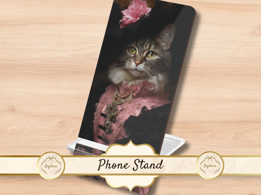 Brown Tabby Cat Phone Stand, Phone Holder Tabby, Stocking Stuffer for ...