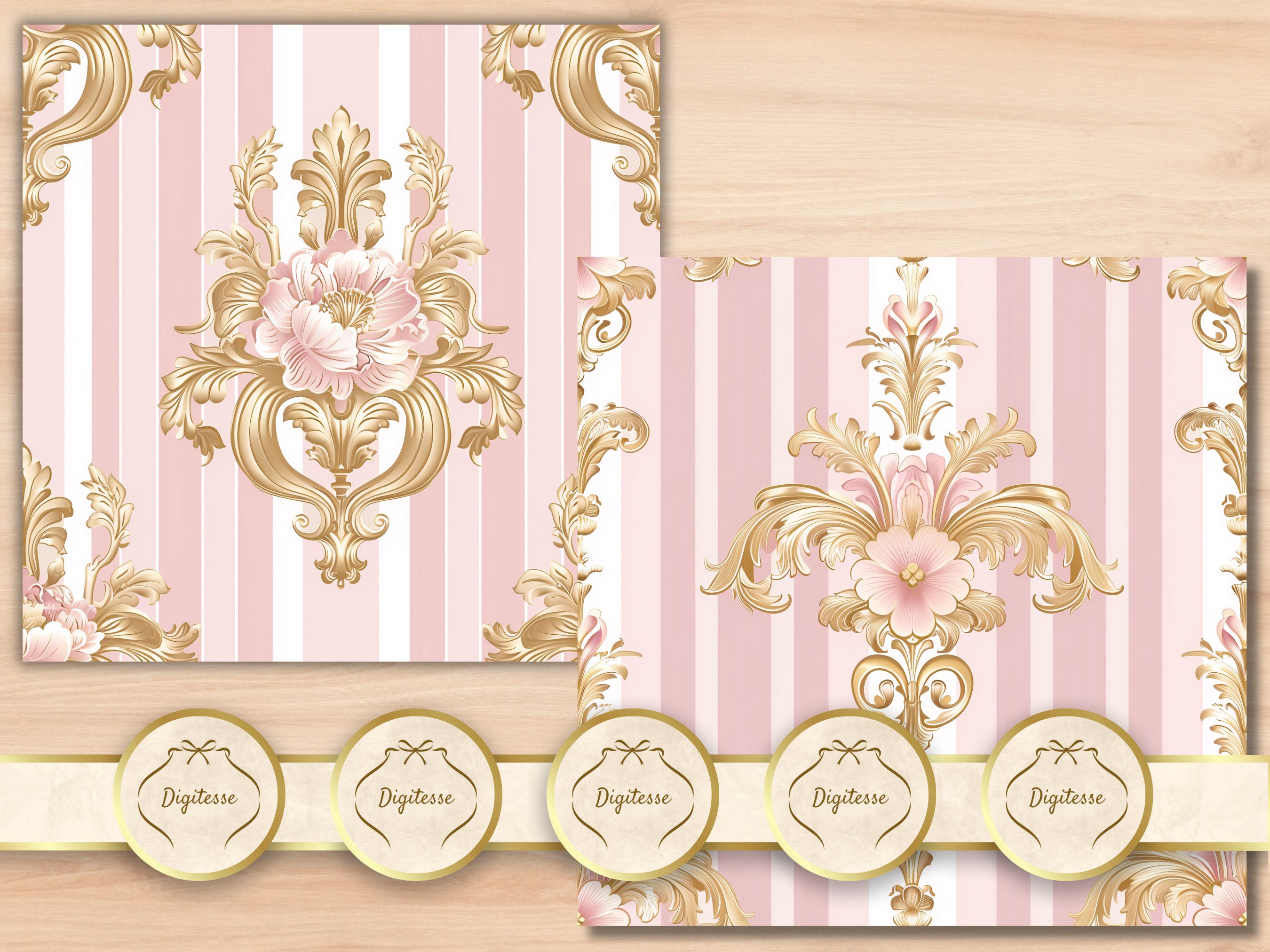 Coquette Aesthetic Seamless Patterns, Pink Rococo Dollhouse Wallpaper ...