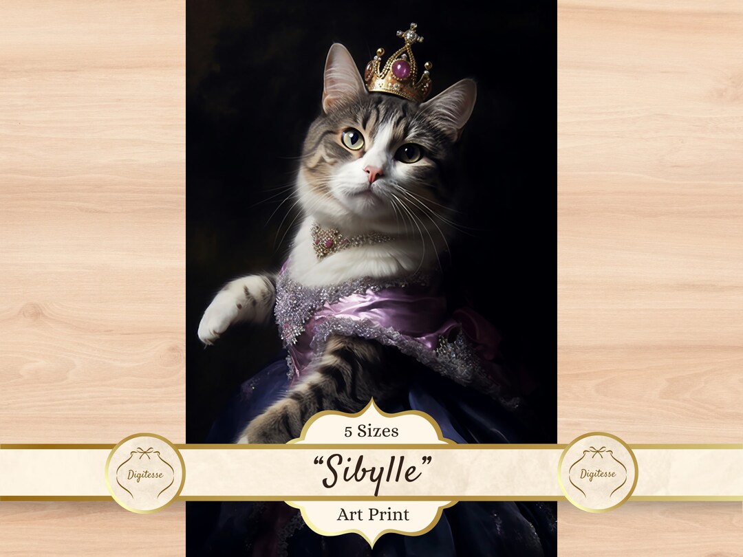 Tabby Cat Painting, Historical Tabby Cat Wall Art, Royal Tabby Cat Gift ...