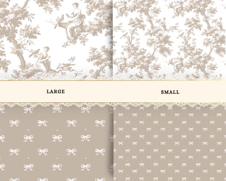 Neutral French Country Digital Paper: Taupe Toile, Shabby Chic (digital ...