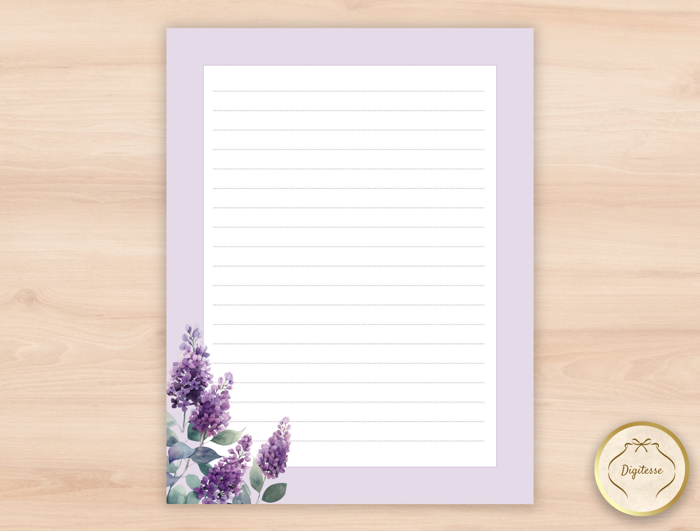 Lilac Printable Stationery, Pale Purple Floral Notebook Paper Download ...