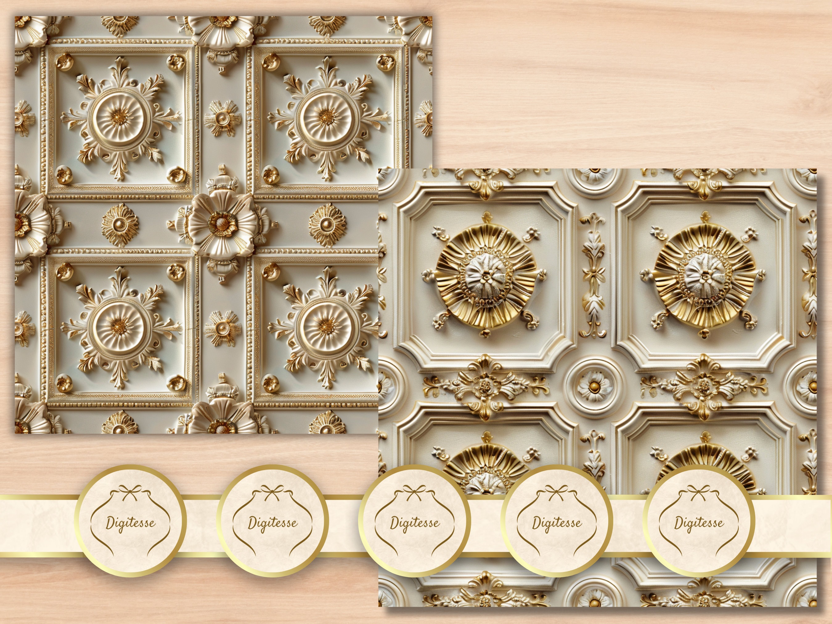 Rococo Palace Ceilings Seamless Patterns JPG, Versailles Junk Journal ...