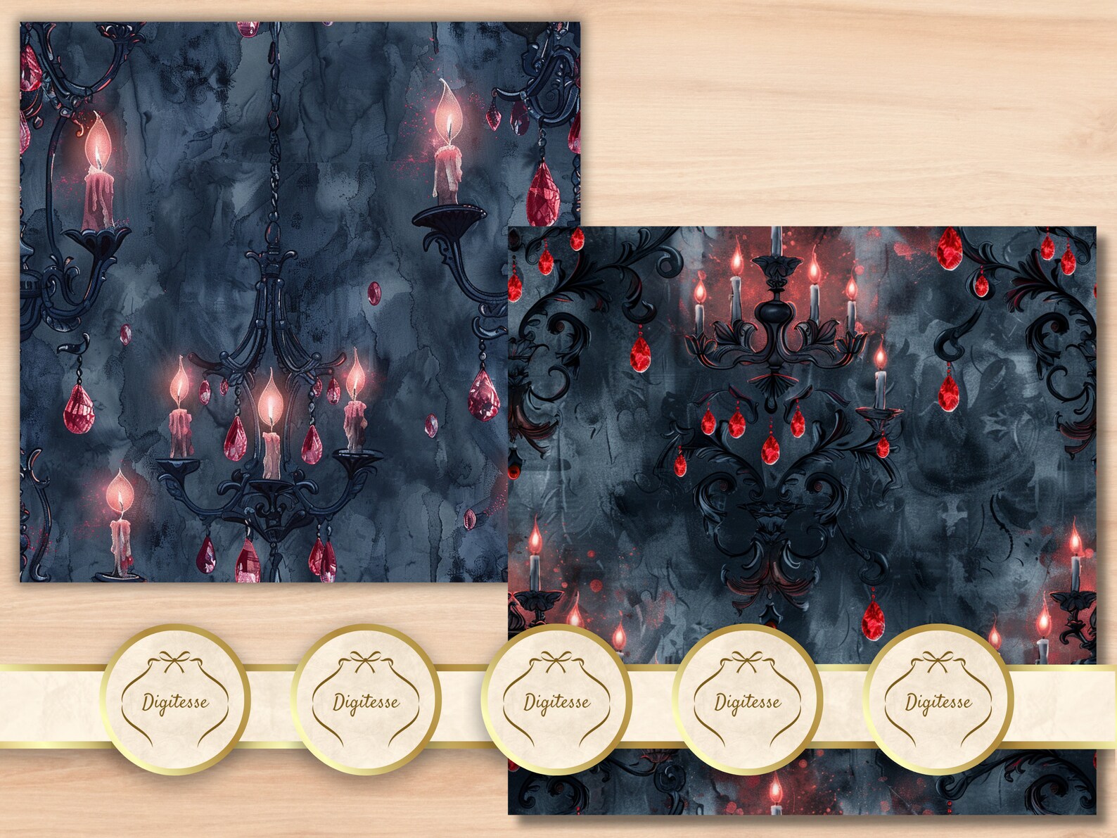 Vampire Seamless Pattern Set, Printable Gothic Junk Journal Paper JPG ...