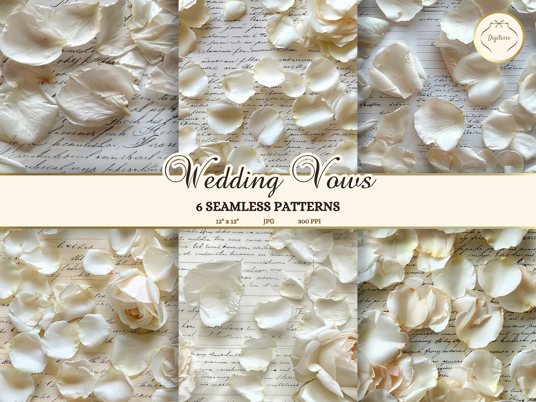 White Rose Petals Seamless Pattern, Vintage Wedding Scrapbook Paper ...