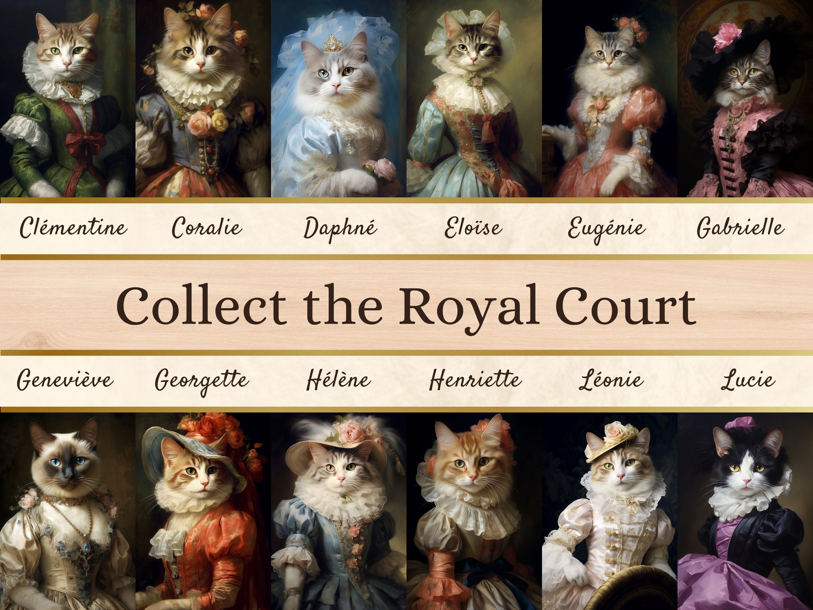 Gray Tabby Cat Art, Princess Cat Rococo Poster, Tabby Cat Gift, Animal ...