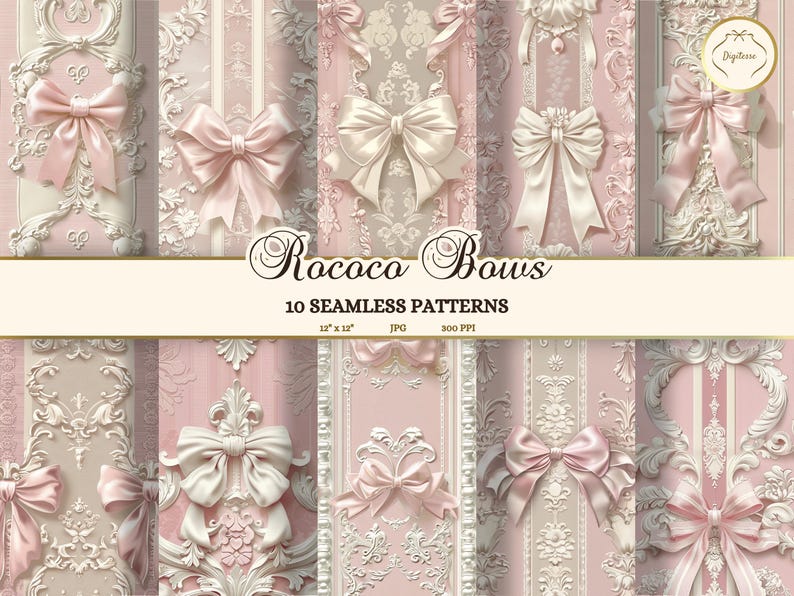 Coquette Aesthetic Seamless Files, Coquette Bows Digital Paper Pack ...