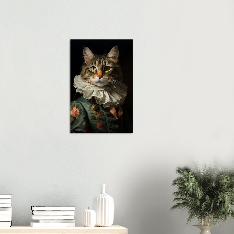 Brown Tabby Cat Painting, Brown Tabby Cat Rococo Art Print, Royal Cat ...