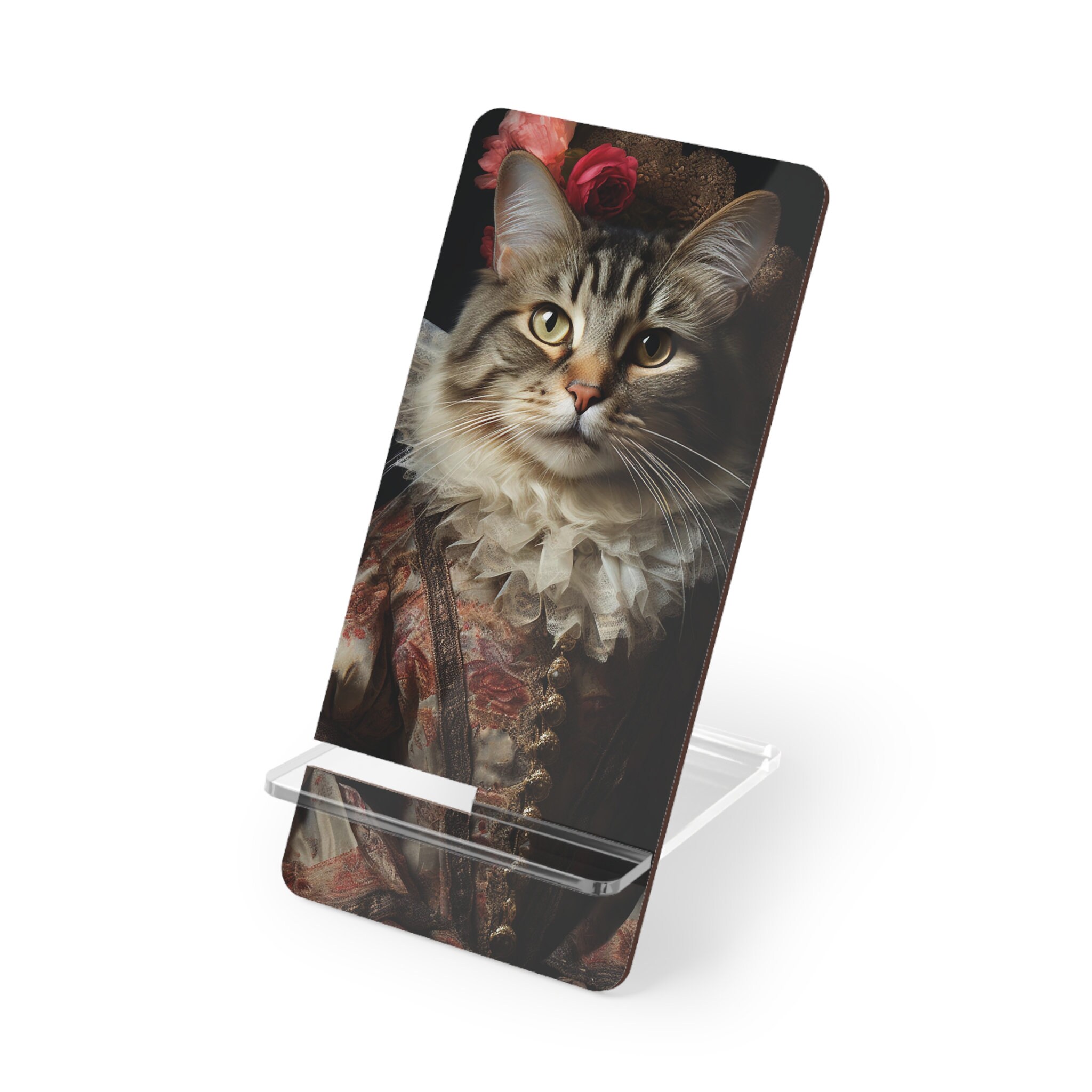 Brown Tabby Cat Phone Stand, Phone Holder Brown Tabby, Stocking Stuffer ...