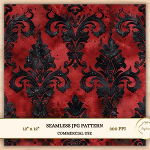 Crimson Velvet Damask Wallpaper, Gothic Seamless Pattern (JPG) - Etsy