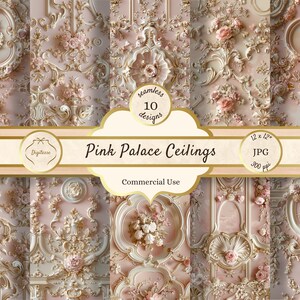 Elegant Pink Rococo Junk Journal Pages, Palace Ceilings, Marie ...