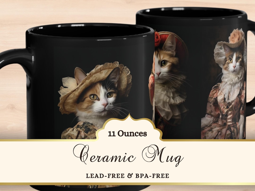 Royal Calico Cat Mug Ceramic, Novelty Gift for Cat Lover, Valentines ...