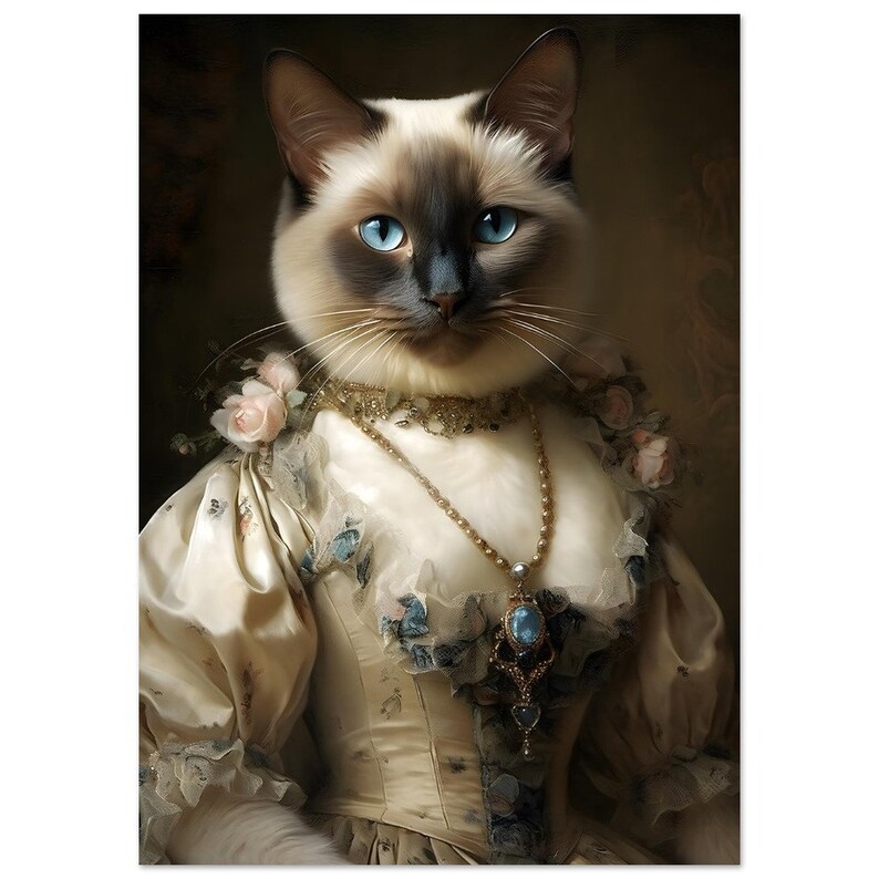 Siamese Cat Rococo Art Print, Royal Princess Pet Portrait - Etsy