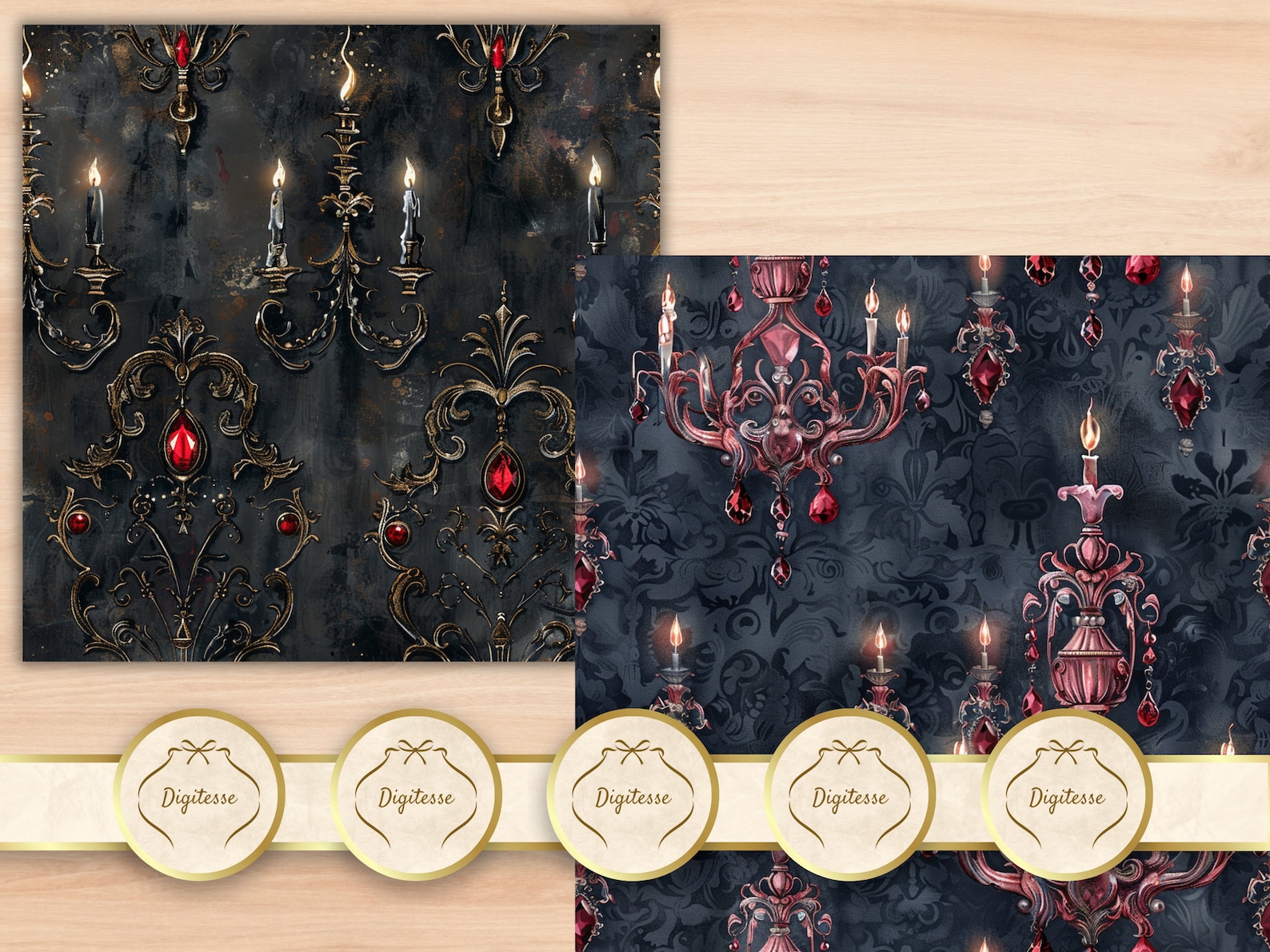 Vampire Seamless Pattern Set, Printable Gothic Junk Journal Paper JPG ...
