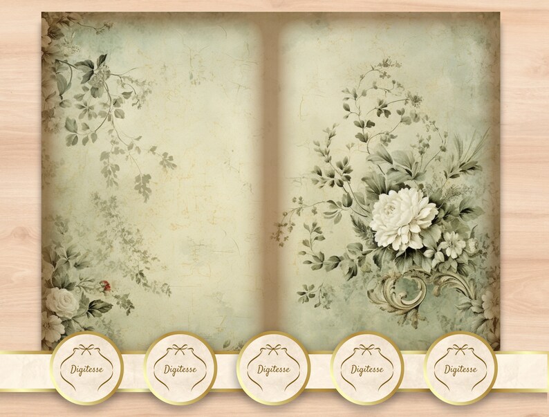 Sage Green Junk Journal Printable, Shabby Chic Junk Journal Pages ...