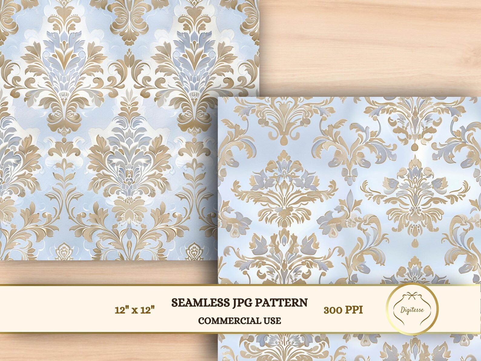 Pale Blue Brocade Seamless Patterns, Rococo Digital Paper (JPG) - Etsy