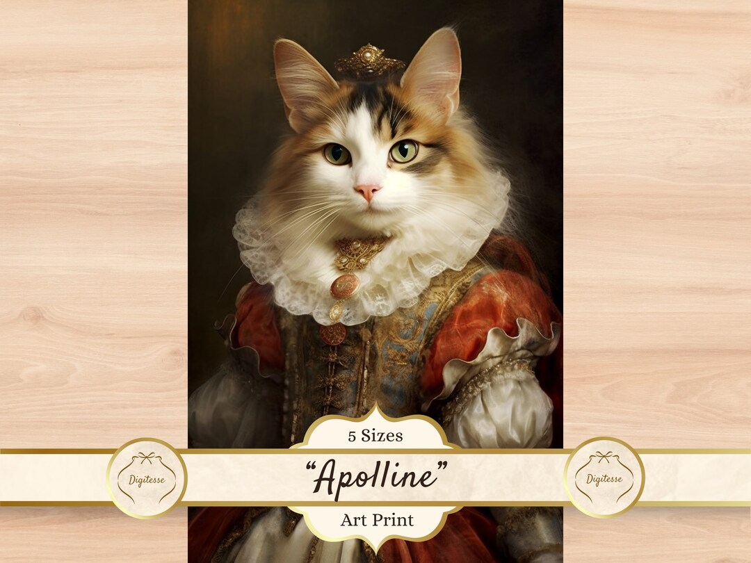 Longhaired Calico Cat Gift, Royal Cat Portrait, Calico Cat Painting ...