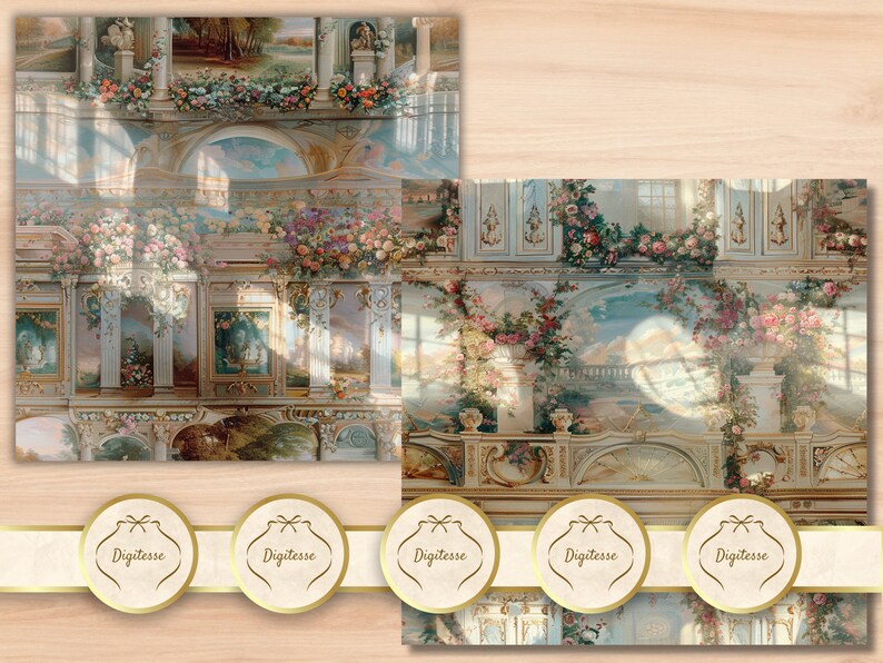 Rococo Palace Digital Paper, Palace of Versailles Junk Journal Pages ...
