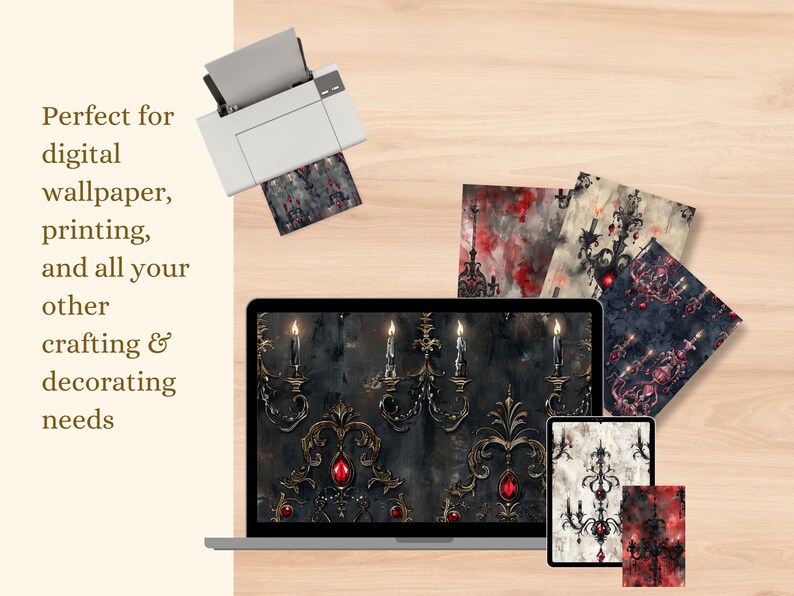 Vampire Seamless Pattern Set, Printable Gothic Junk Journal Paper JPG ...