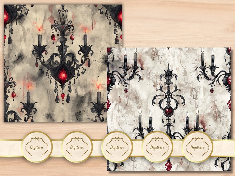 Vampire Seamless Pattern Set, Printable Gothic Junk Journal Paper JPG ...