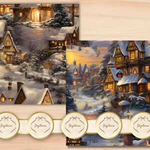 Aesthetic Winter Village Printable Christmas Scrapbook Paper, Gothic ...