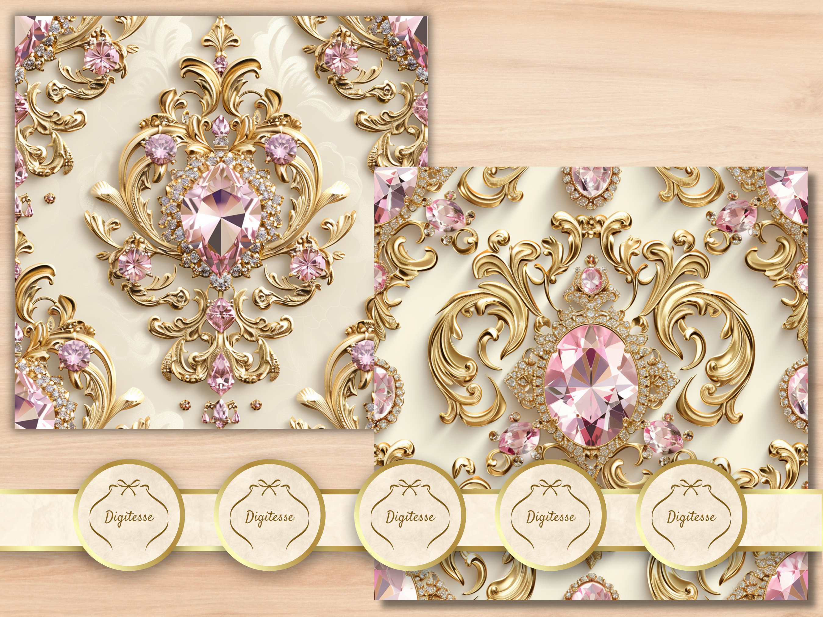Rococo Pink Diamonds Seamless Patterns, Marie Antoinette Junk Journal ...