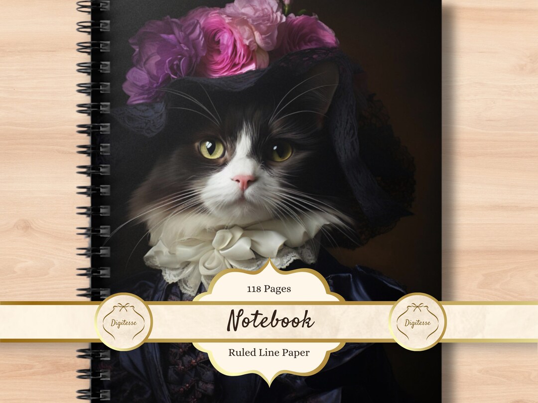 Black and White Cat Notebook, Tuxedo Cat Notebook, Cat Notepad ...