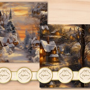 Aesthetic Winter Village Printable Christmas Scrapbook Paper, Gothic ...