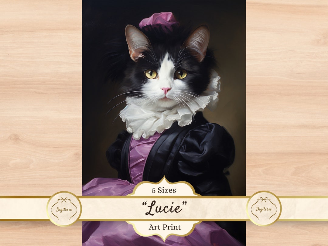 Black and White Cat Art, Unique Wall Decor, Housewarming Gift for Cat ...