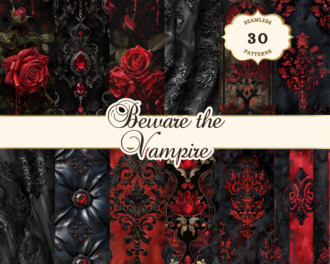 Gothic Seamless Pattern Set, Vampire Aesthetic Junk Journal Printable ...