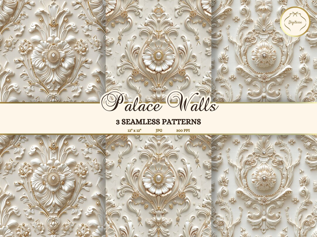 Digital Paper Wedding, Baroque Printable Paper, Seamless Patterns Royal ...