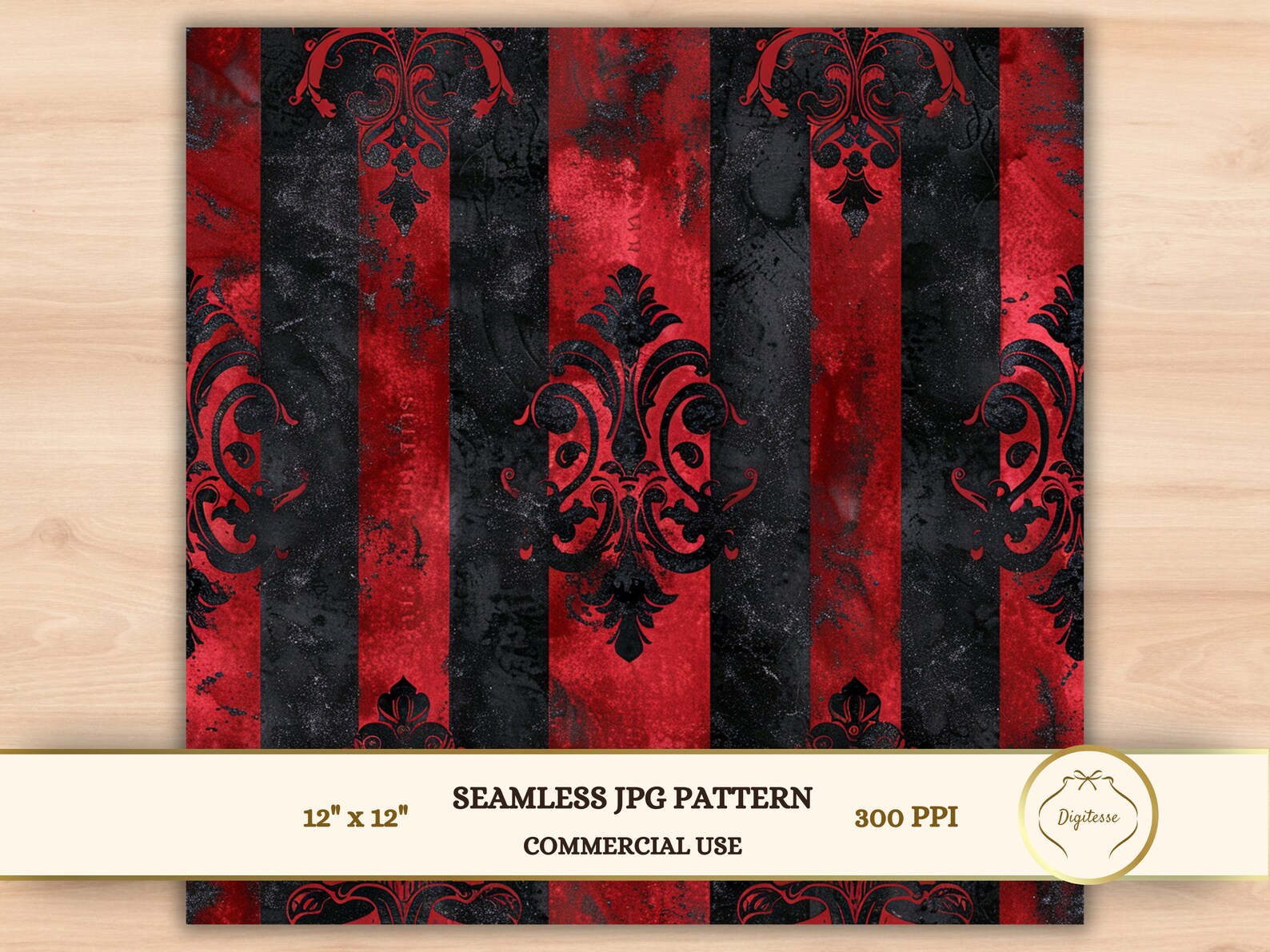 Crimson Velvet Damask Wallpaper, Gothic Seamless Pattern (JPG) - Etsy